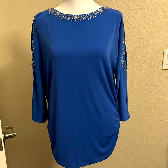 Susan Graver | Tops | Susan Graver Royal Blue Top With Sparkles | Poshmark